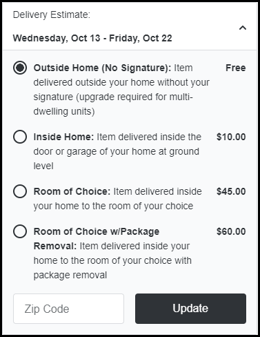 Oversized Item Delivery Policy