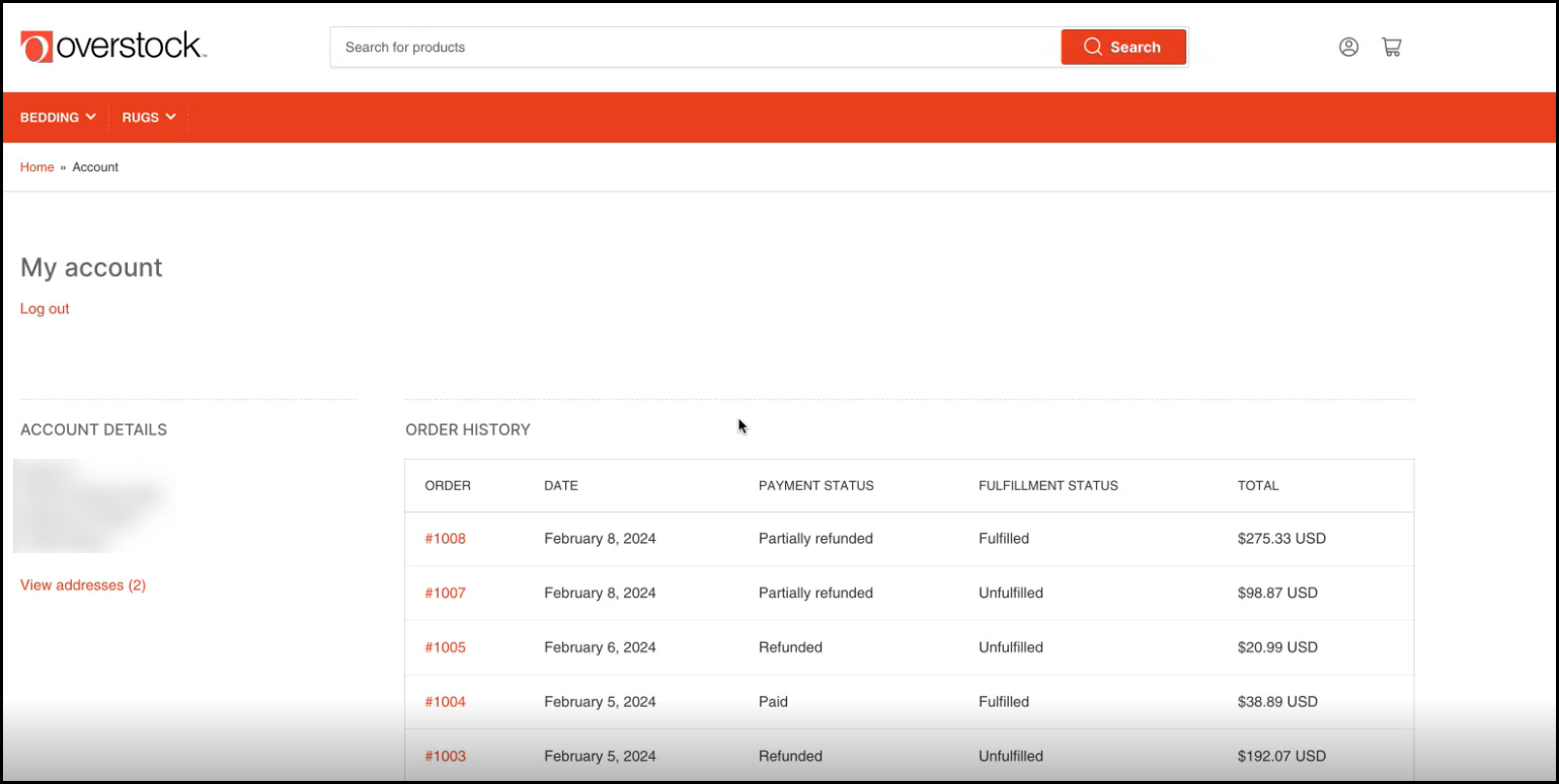 View Your Order History